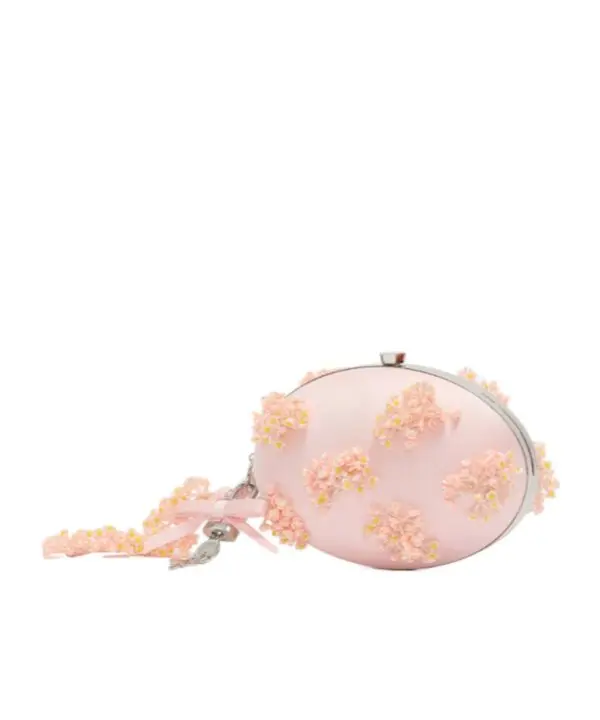 SELF-PORTRAIT Satin Floral Beaded Oval Clutch