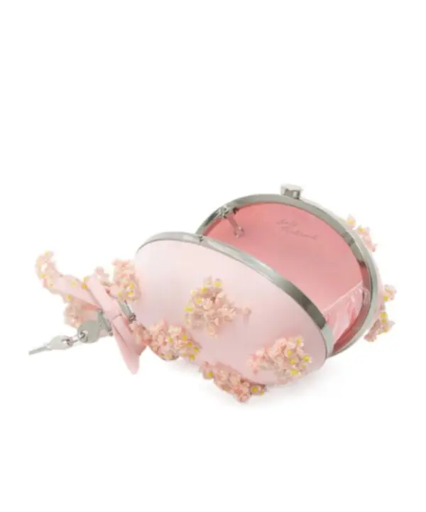 SELF-PORTRAIT Satin Floral Beaded Oval Clutch