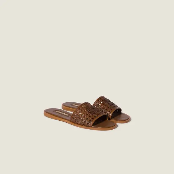Miu Miu Woven Leather Slides
