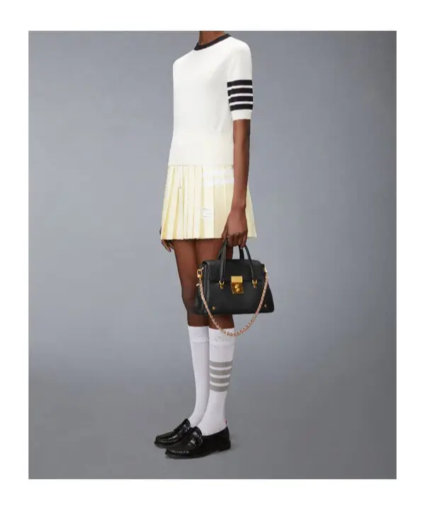 Thom Browne Small Bolton Leather Tote Bag