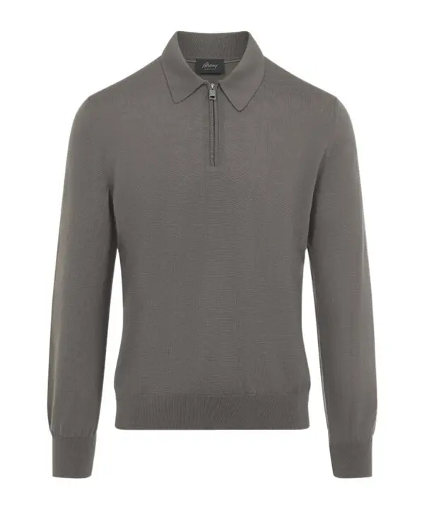 Brioni Long-sleeve Zip Polo Shirt - No
