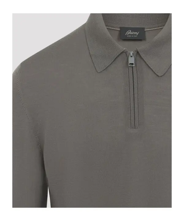Brioni Long-sleeve Zip Polo Shirt - No
