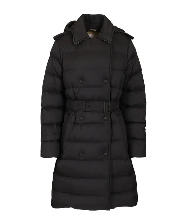 Burberry Belted Hooded Down Jacket - Black