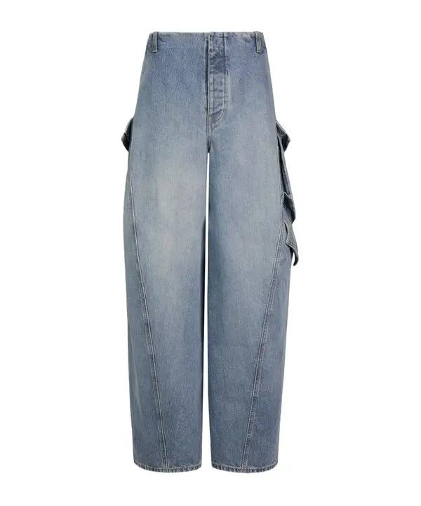 Alaïa Faded-effect Denim Cargo Pants - Faded Blue