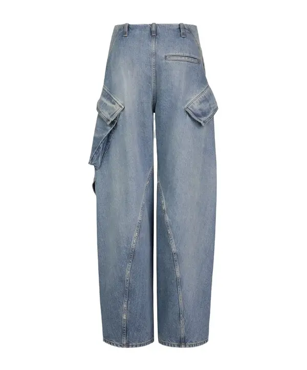 Alaïa Faded-effect Denim Cargo Pants - Faded Blue