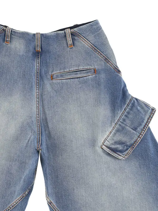 Alaïa Faded-effect Denim Cargo Pants - Faded Blue