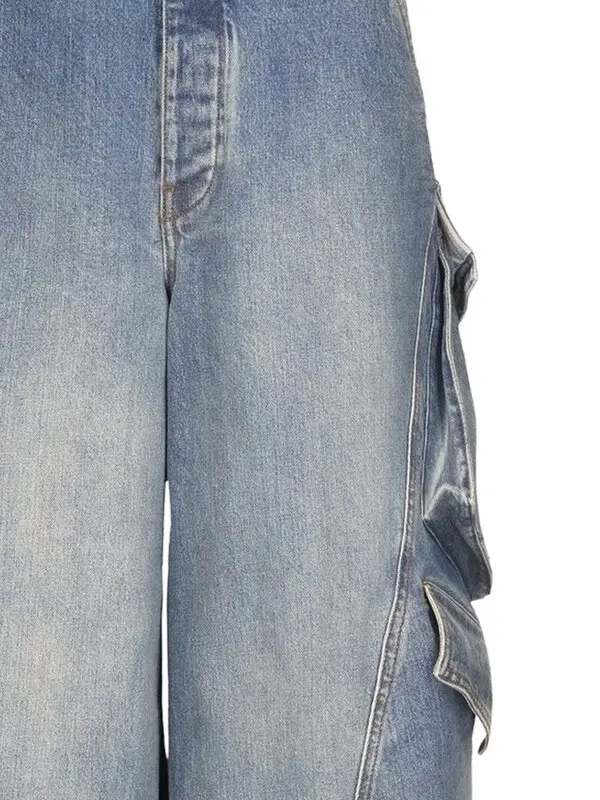 Alaïa Faded-effect Denim Cargo Pants - Faded Blue