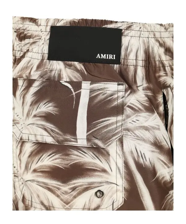 Amiri Palm Tree Print Drawstring Swim Trunks - Multicolor