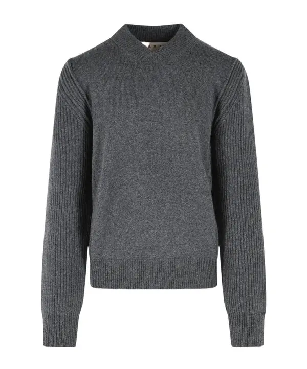 Marni Long-sleeved V-neck Sweater - Grey