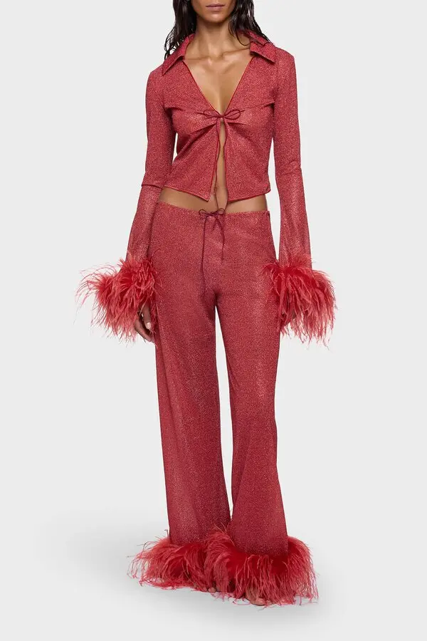 Oseree Feather Casual Pants