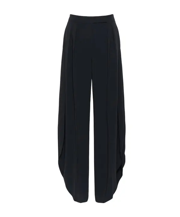 Max Mara Pleated Wide-leg Palazzo Pants - Navy