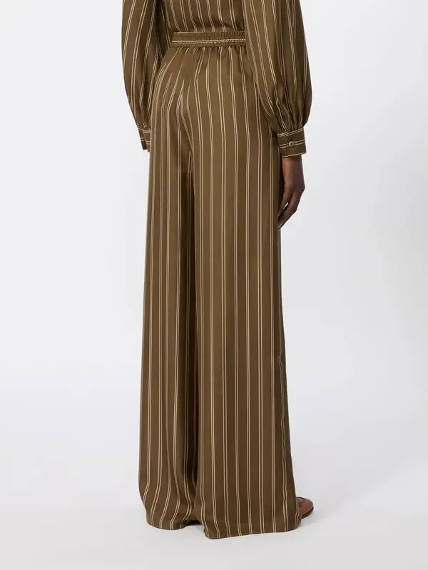 Max Mara Printed Silk Relaxed Trousers Kaki