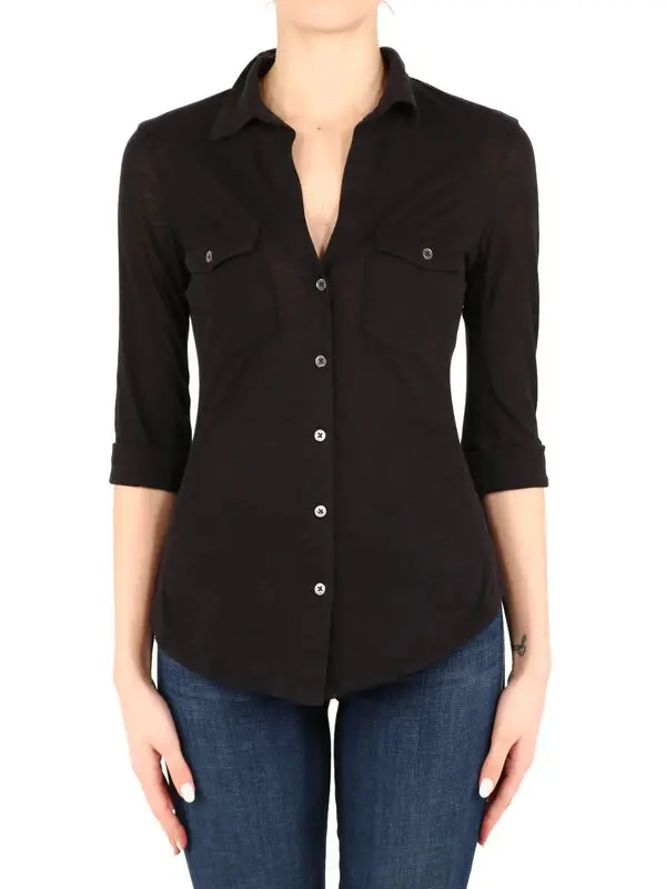 JAMES PERSE Slim Chest Pocket Shirt - Black