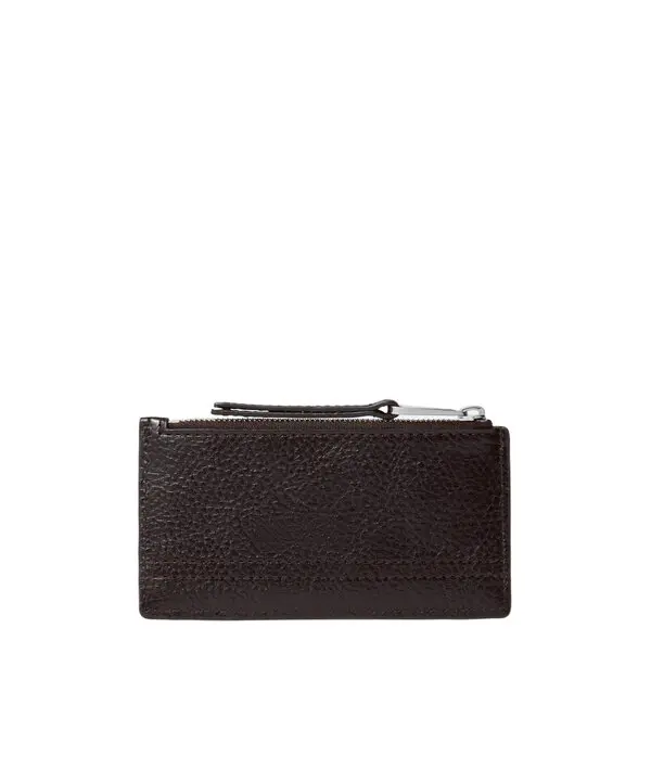 LEMAIRE Gear Leather Card Holder And Coin Purse - Espresso