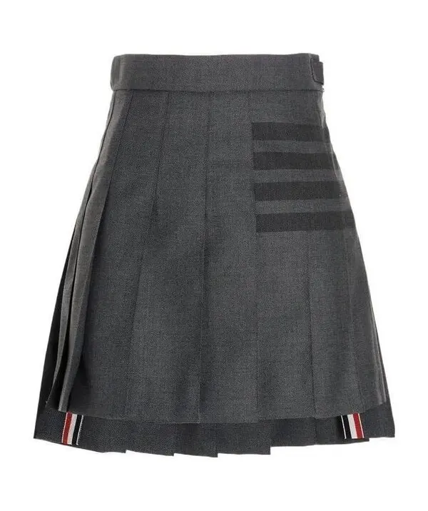Thom Browne 4 Bar Striped Pleated Mini Skirt - Medium Gray