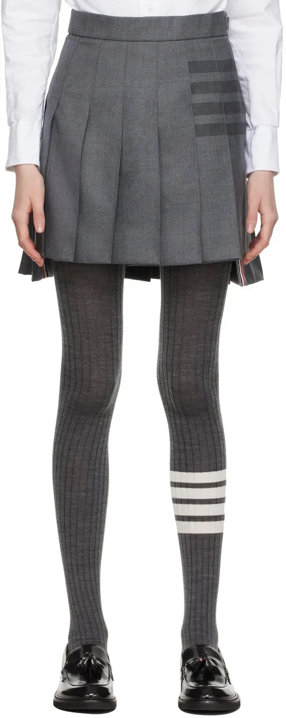 Thom Browne 4 Bar Striped Pleated Mini Skirt