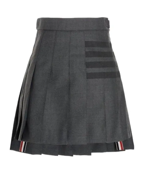 Thom Browne 4-bar Pleated Mini Skirt - Medium Grey