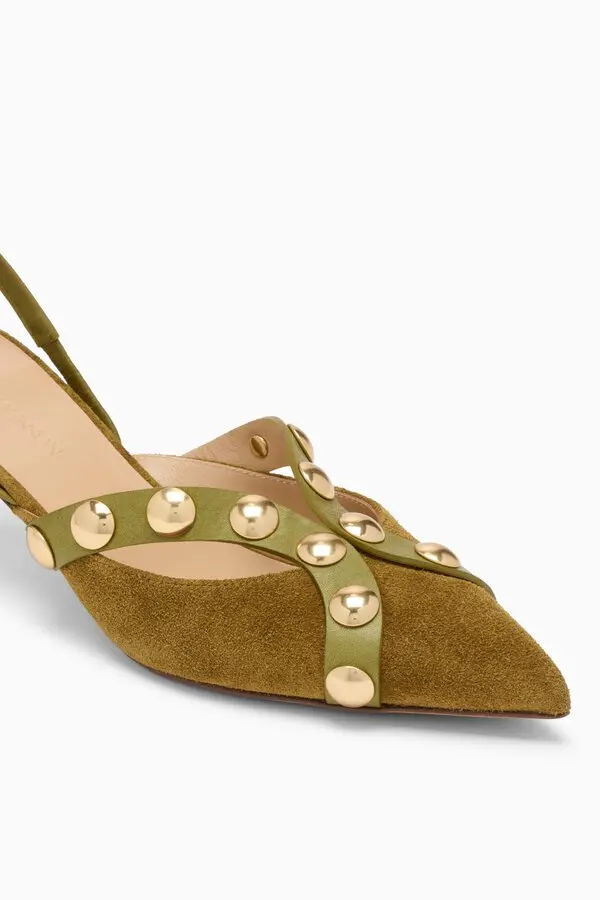 Ulla Johnson Vendome Studded Kitten Heel - Olive