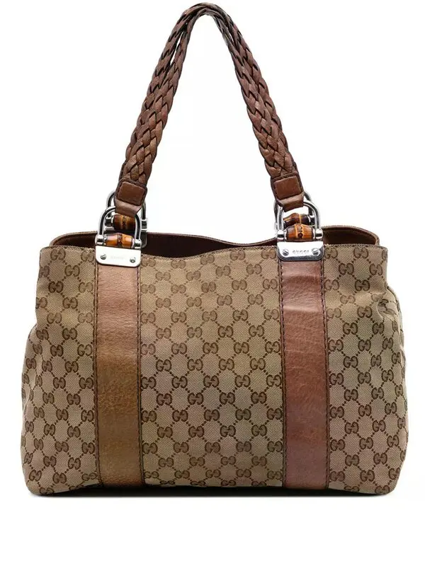 Gucci Gg Canvas Bamboo Libeccio Tote Bag - Neutrals