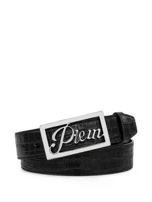 Philipp Plein Saffiano Leather Belt - Black