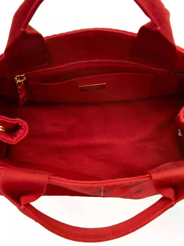Prada Canapa Logo Satchel - Red