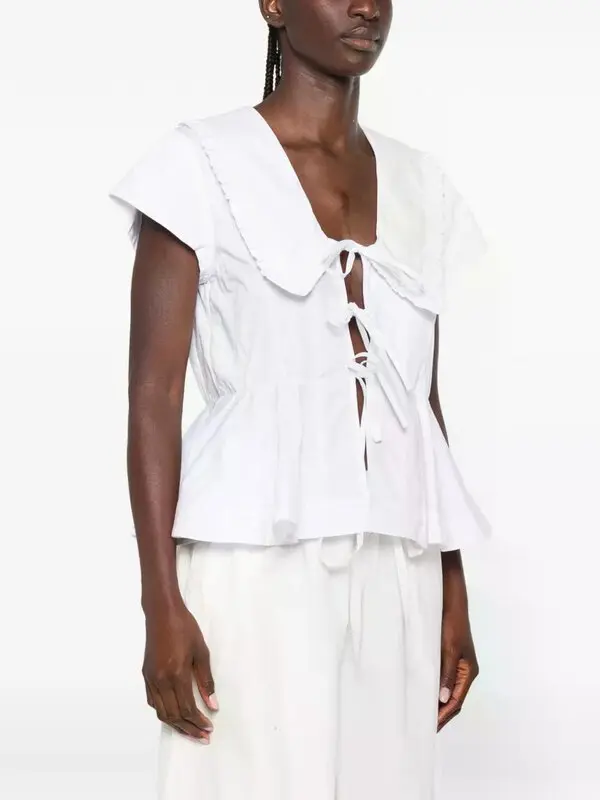 GANNI Ruffled Collar Blouse - White