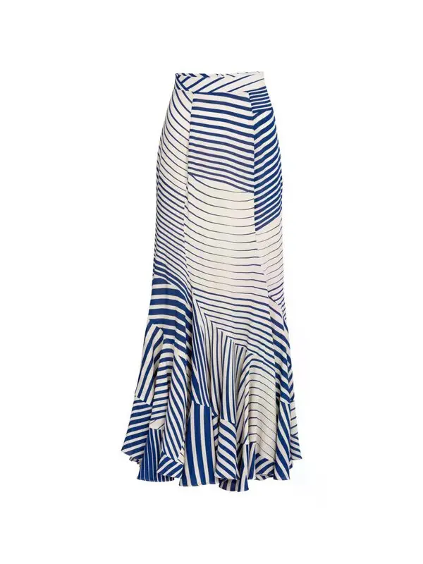 Silvia Tcherassi Florina Stripe Maxi Skirt - Blue
