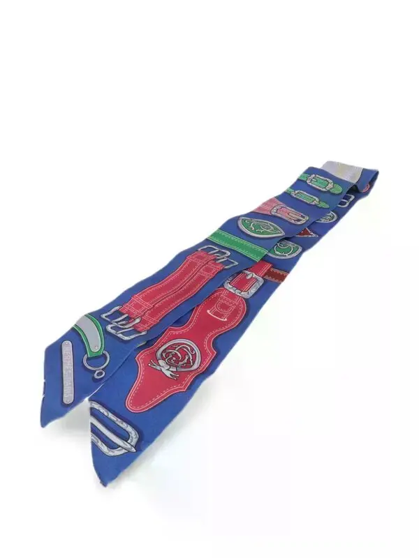 Hermès Buckle-print Silk Scarf - Blue