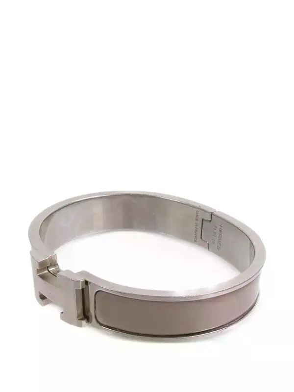 Hermès Tone Enamel H Clasp Hinged Bracelet