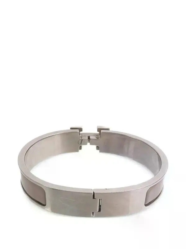 Hermès Tone Enamel H Clasp Hinged Bracelet