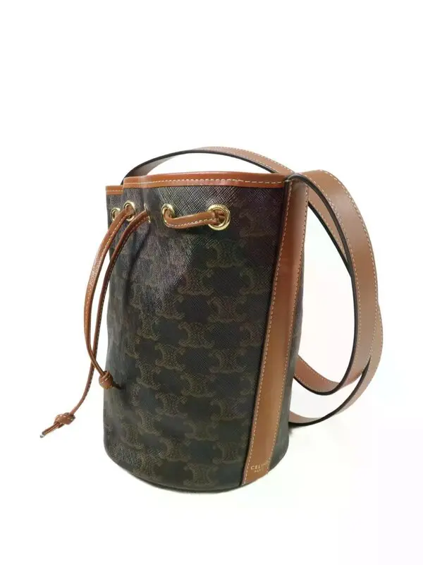 Celine Triomphe Drawstring Bucket Bag - Brown