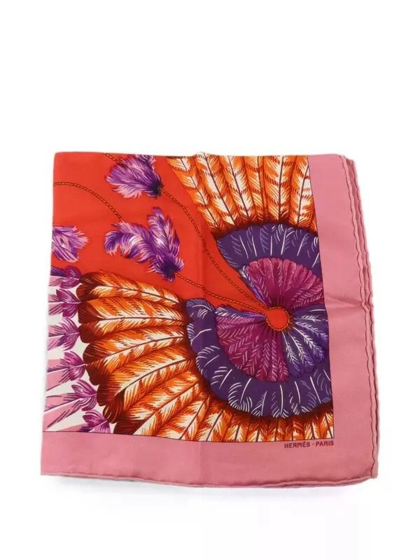 Hermès Brazil Ii Feather-print Silk Scarf - Pink