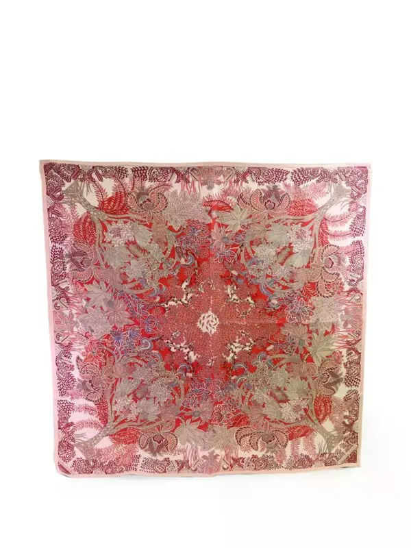 Hermès Floral-print Silk Scarf - Red
