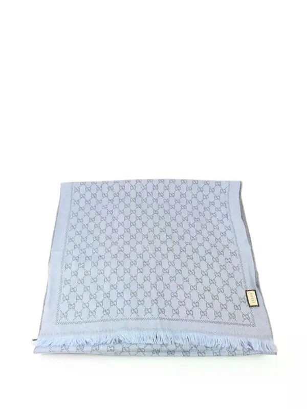 Gucci Gg Monogram Wool Scarf - Blue
