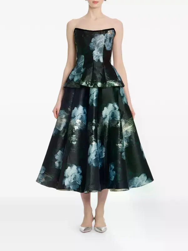 MARKARIAN Soleil Floral-brocade Midi Skirt