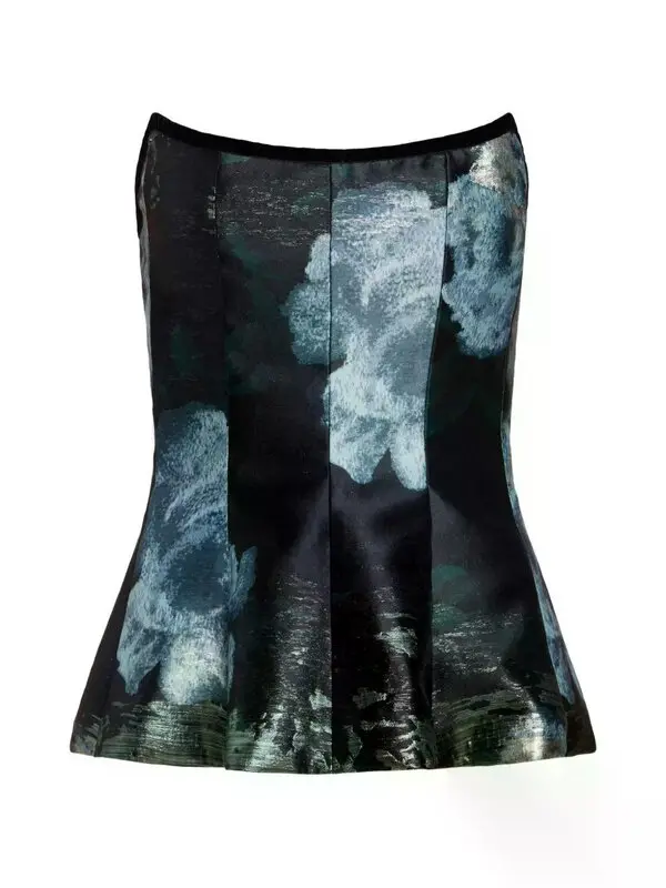 MARKARIAN Lola Floral-brocade Corset Top - Black