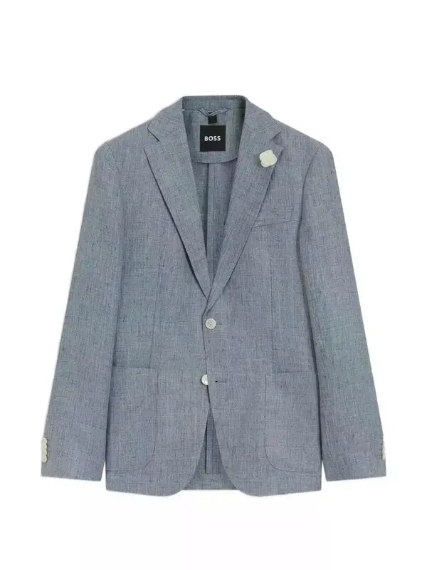 BOSS Single-breasted Lapel-flower Blazer - Blue