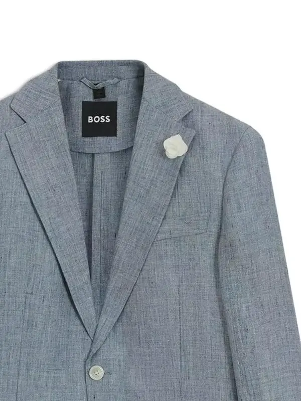 BOSS Single-breasted Lapel-flower Blazer - Blue