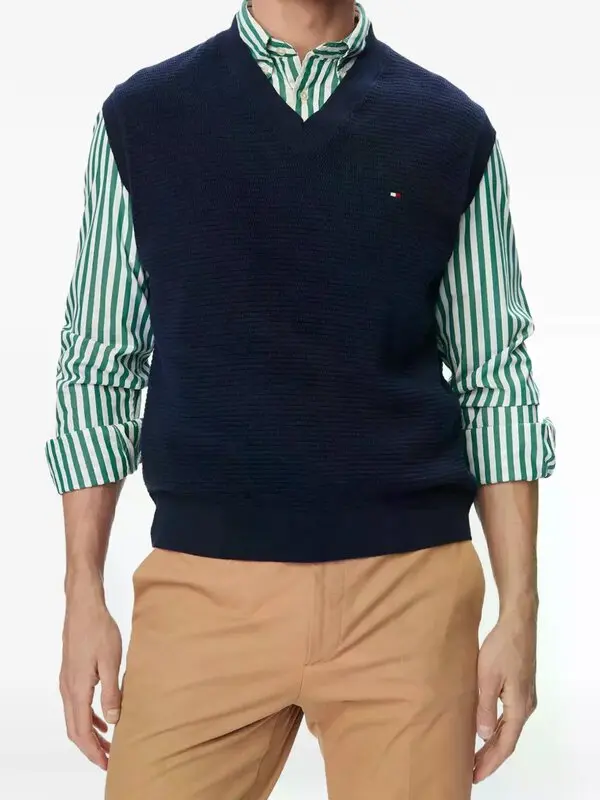 Tommy Hilfiger Textured Knit V-neck Sweater Vest