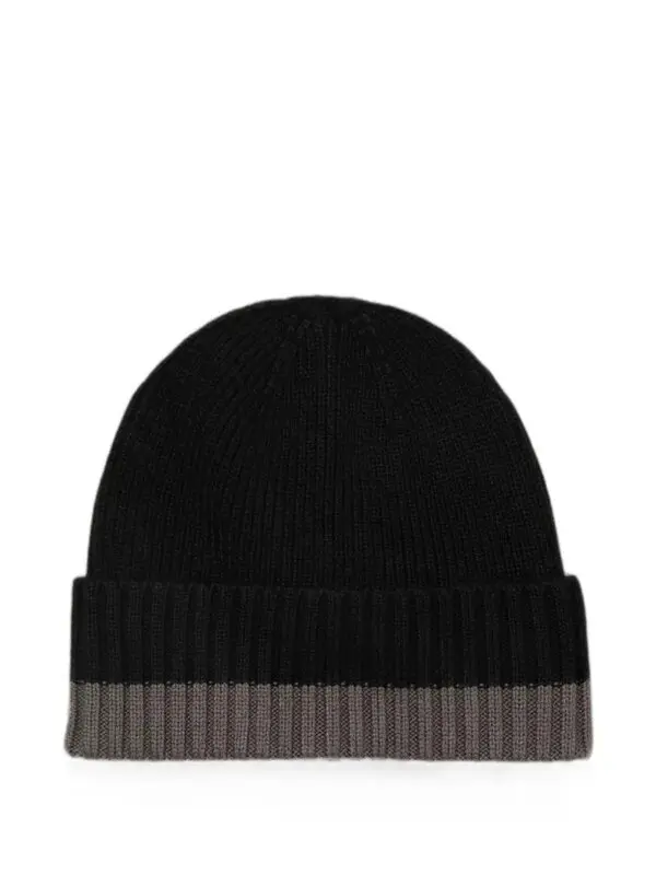 Armani Exchange Ribbed Knit Beanie Hat - Black