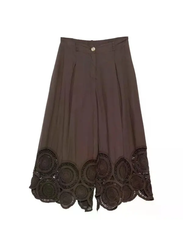 VICOLO Crochet Trim Wide Leg Trousers