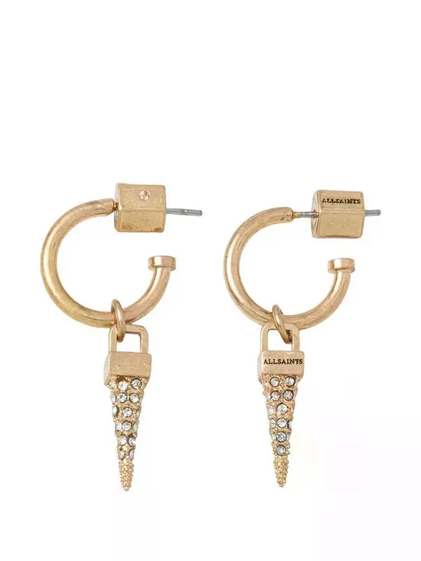 ALLSAINTS Crystal Embellished Spike Hoop Earrings - Gold