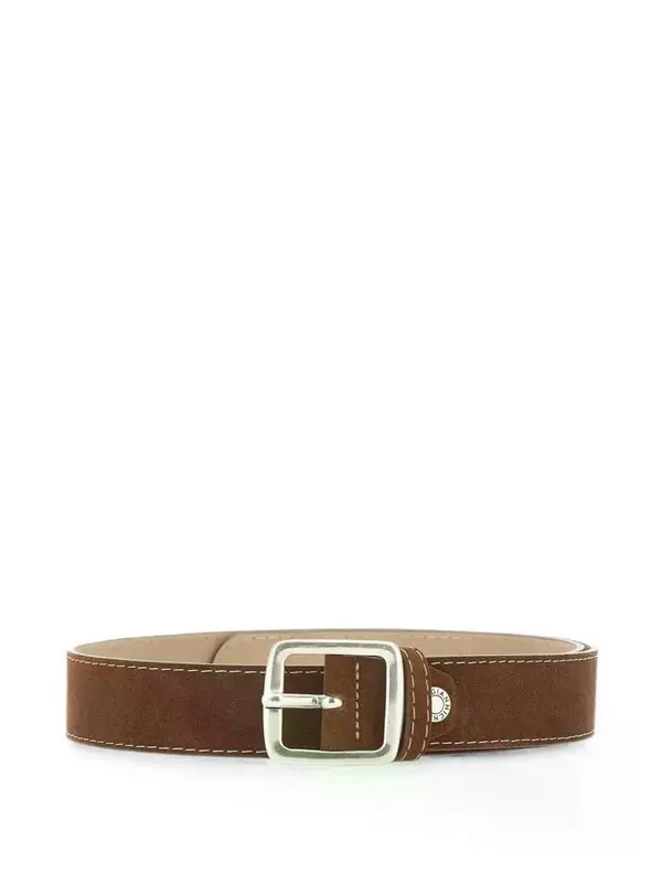 GIANNI CHIARINI Suede Belt With Contrast Stitching - Brown