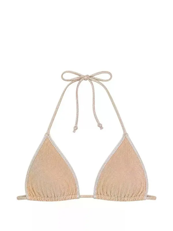 MC2 SAINT BARTH Glitter Detail Halterneck Bikini Top - Neutrals