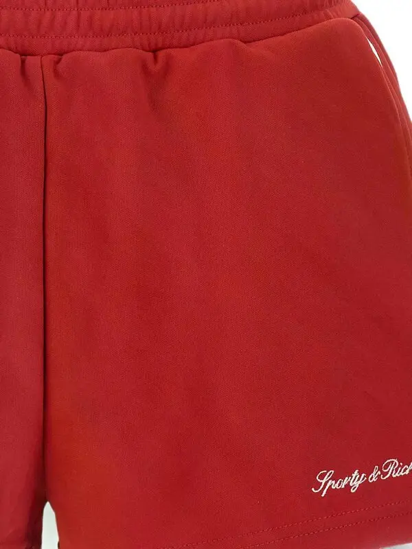 SPORTY & RICH Embroidered Logo Contrast Trim Shorts
