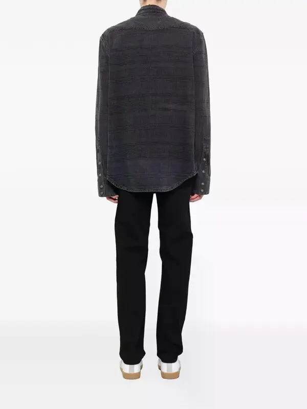 Balmain Quilted-effect Distressed-collar Shirt