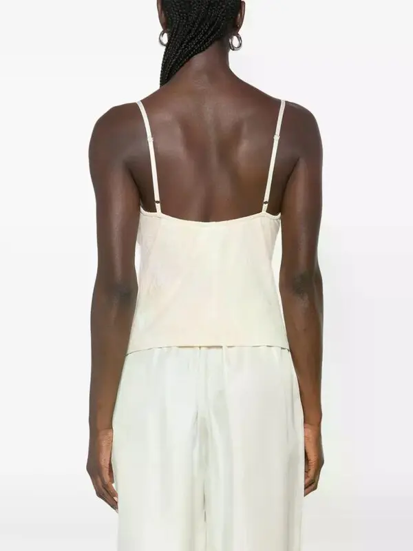 VICOLO Lace Overlay Sweetheart Neck Top