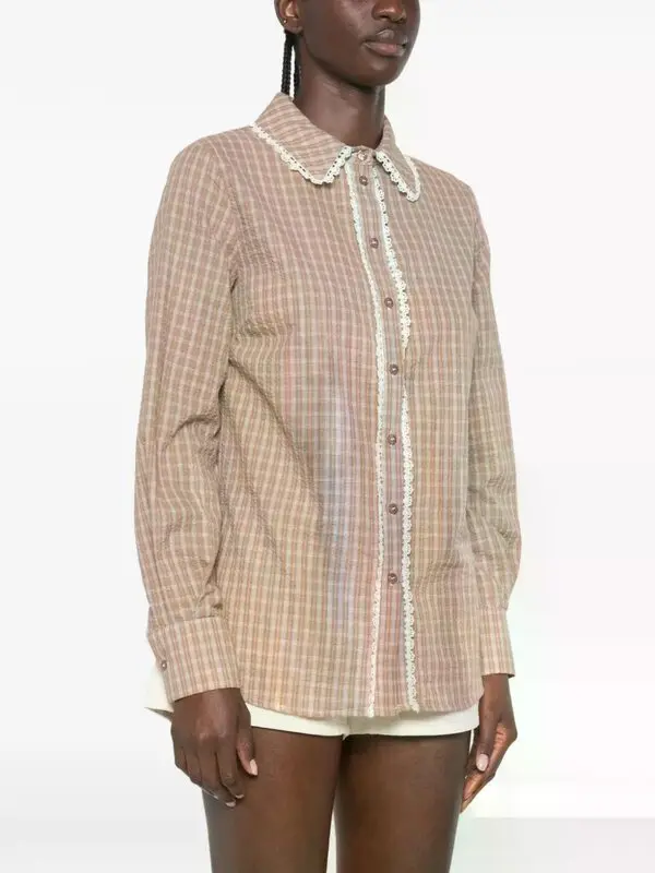 VICOLO Checked Lace-trim Shirt