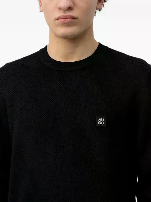 Hugo Crew Neck Logo Patch Sweater