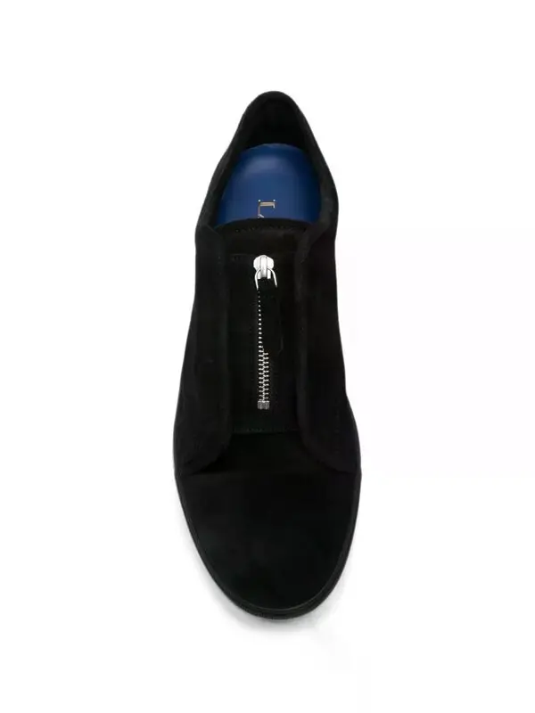 LANVIN Front-zip Suede Sneakers